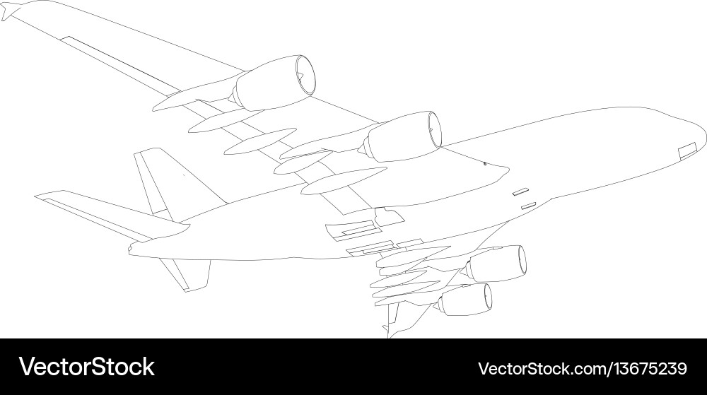 Sketch of airplane bottom view Royalty Free Vector Image