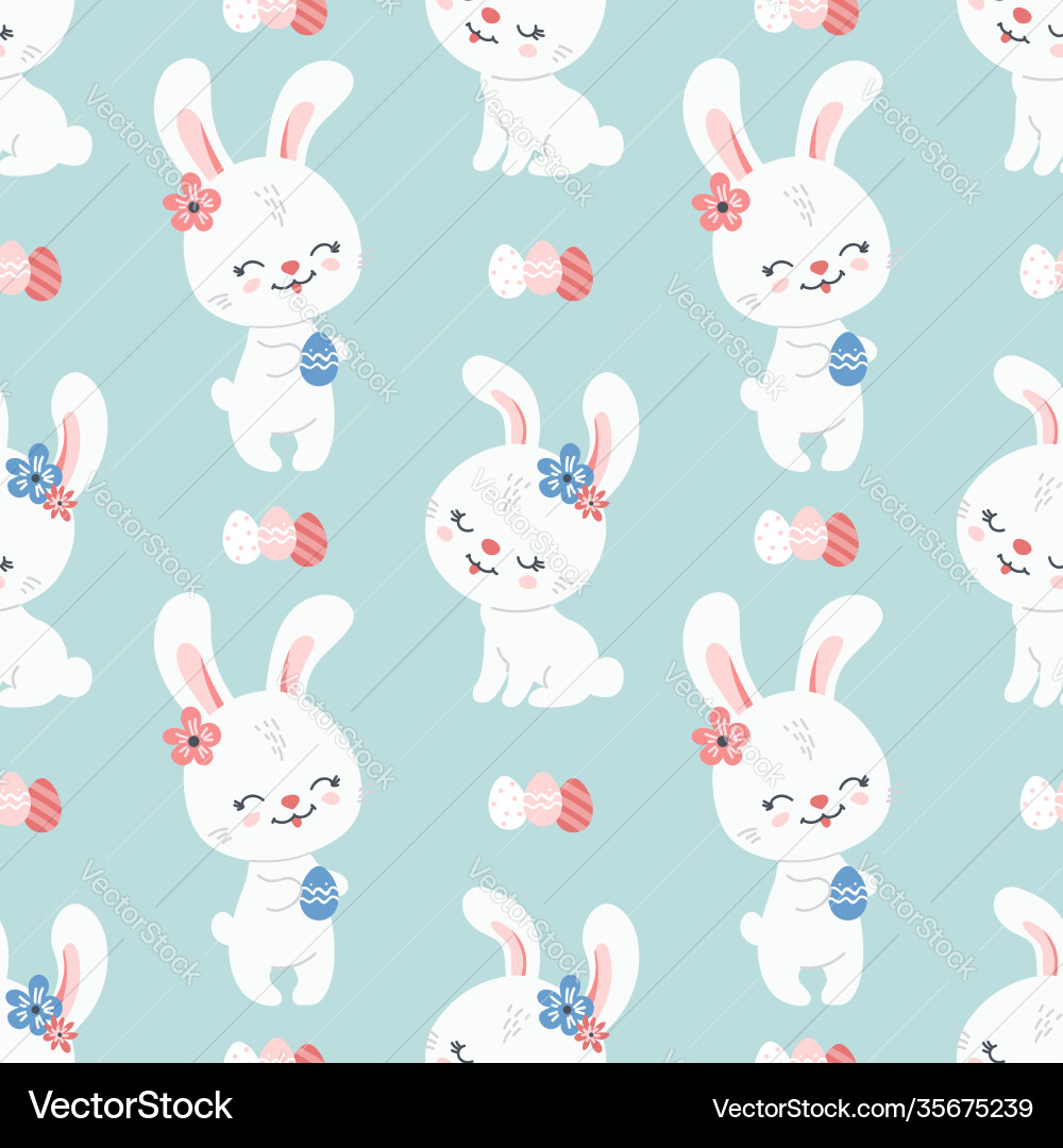 Spring easter background with bunnies Royalty Free Vector