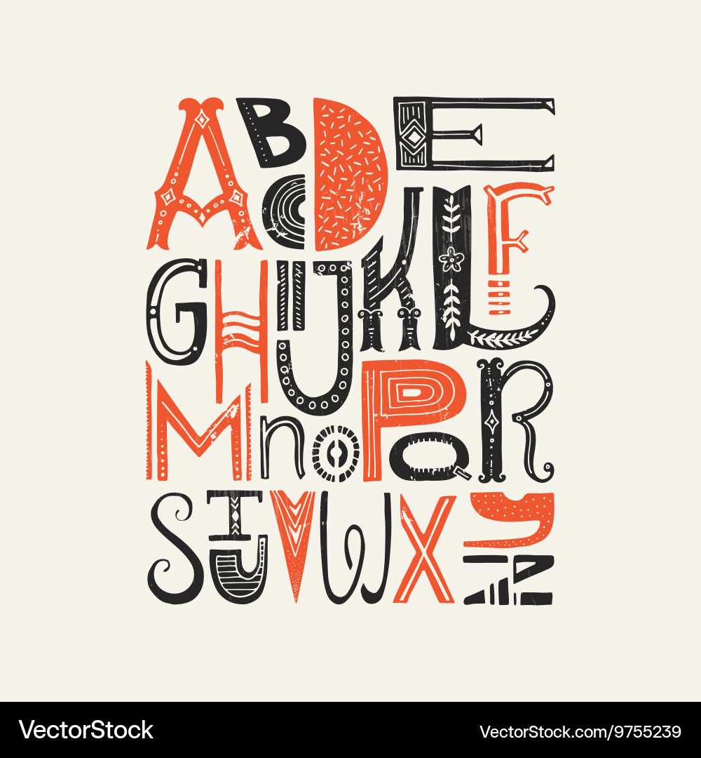 Vintage Latin Alphabet Poster Royalty Free Vector Image