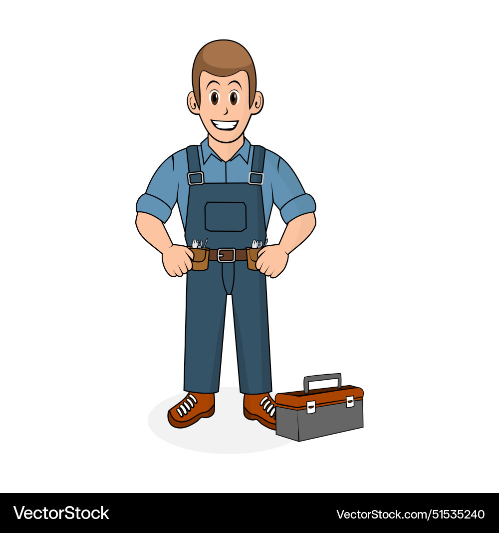 Boy technician cartoon character Royalty Free Vector Image