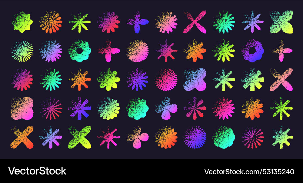 Brutalist geometric shapes dotted objects Vector Image