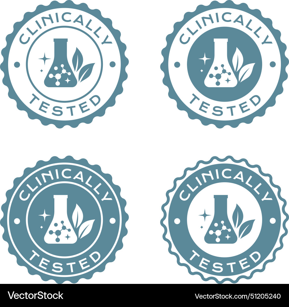 Clinically tested badges set hypoallergenic skin Vector Image