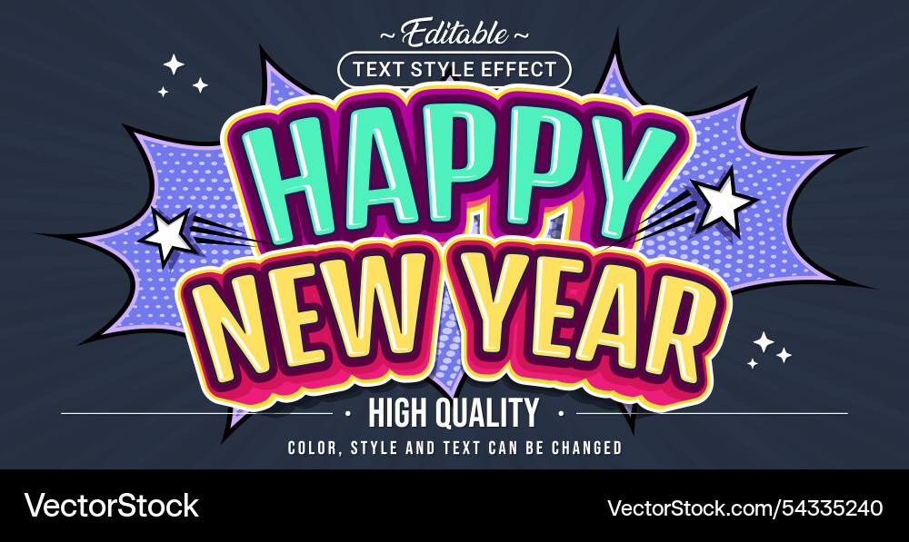 Editable text style effect - happy new year Vector Image