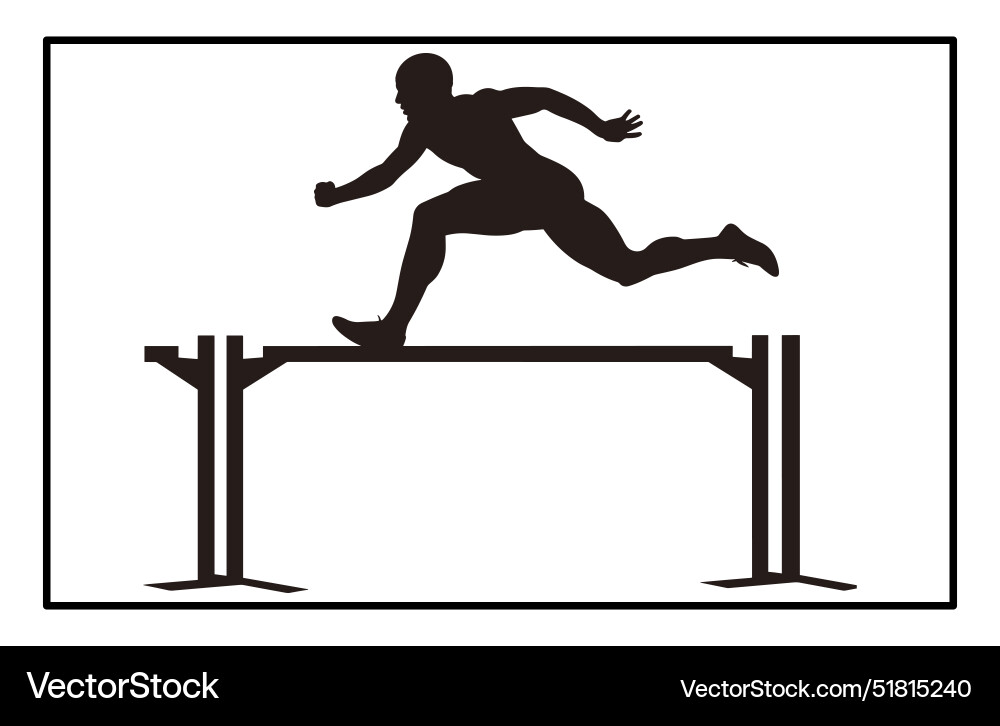 Hurdler silhouette on white background Royalty Free Vector