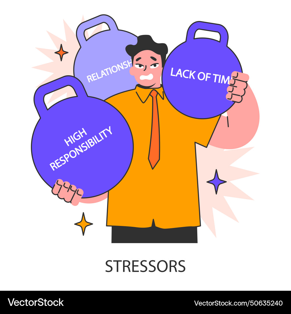 Overwhelmed businessman bending under heavy Vector Image