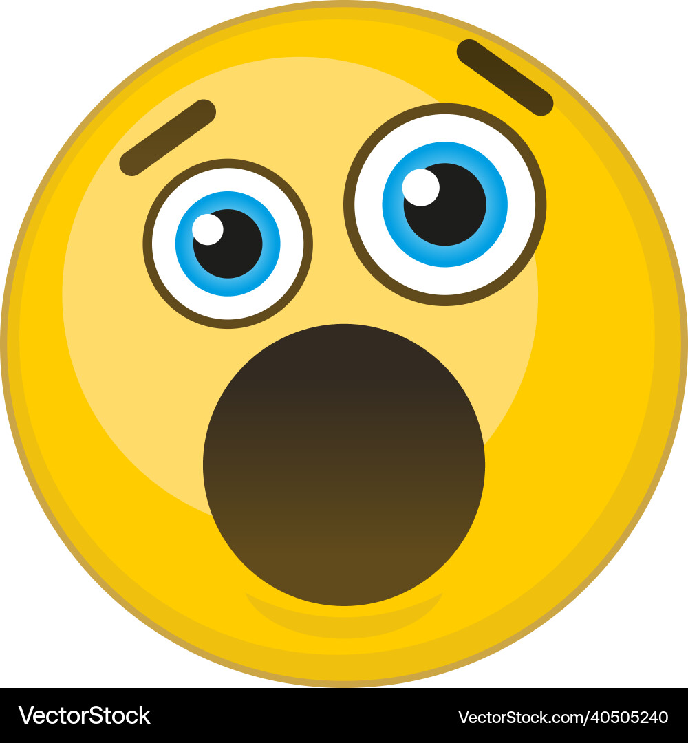 Shock face expression astonished yellow emoji Vector Image