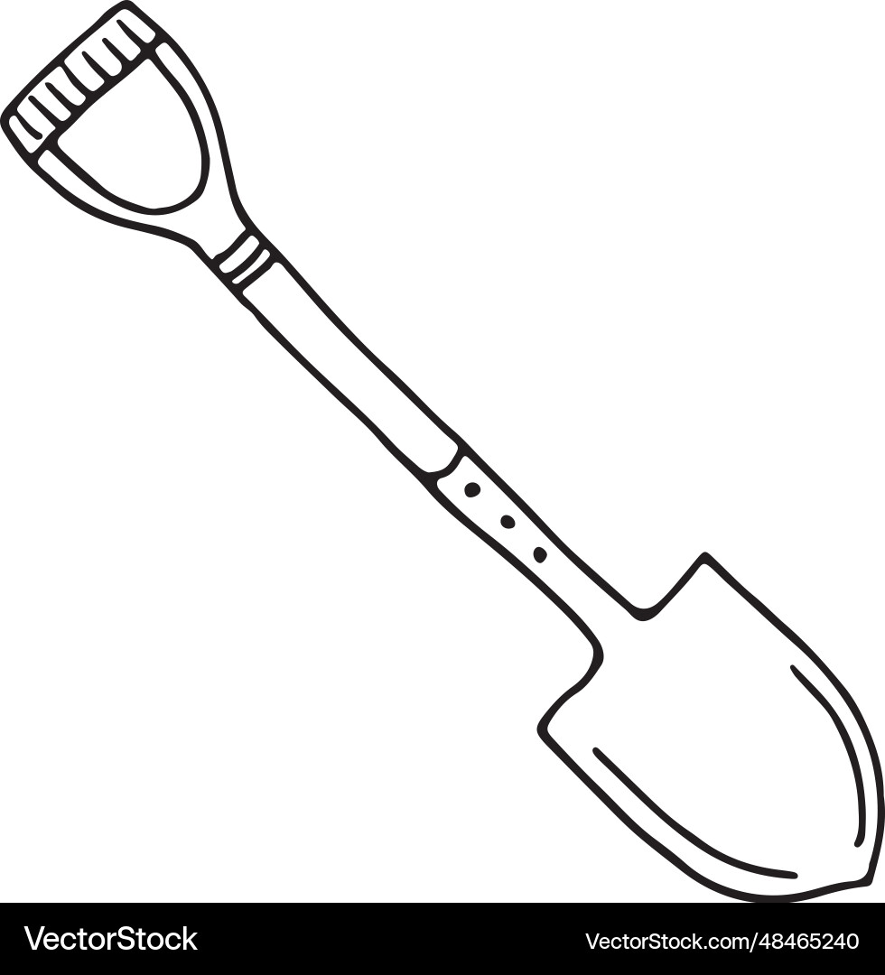 Shovel doodle hand drawn gardening digging tool Vector Image