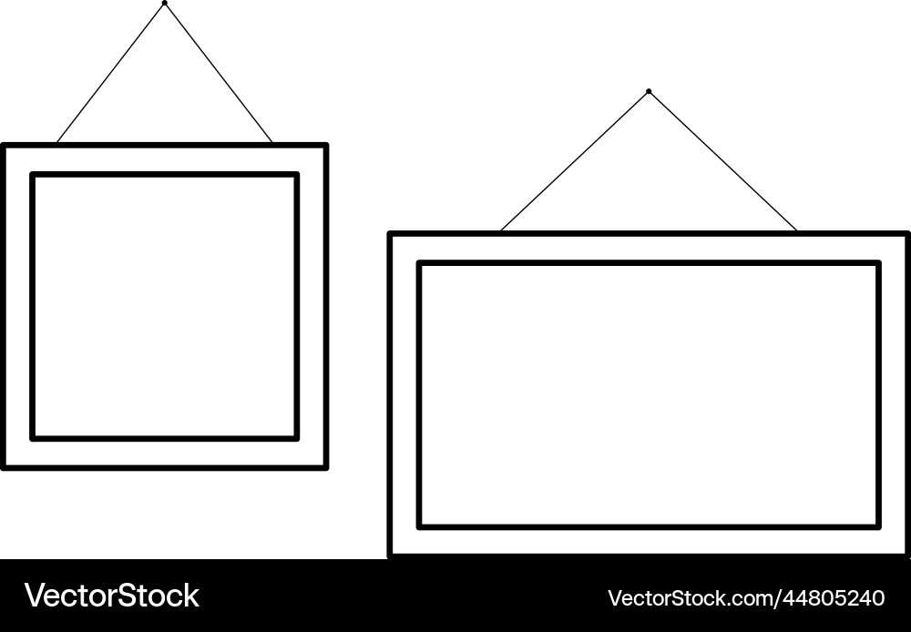 Wall art frame line icon hanging on a blank Vector Image