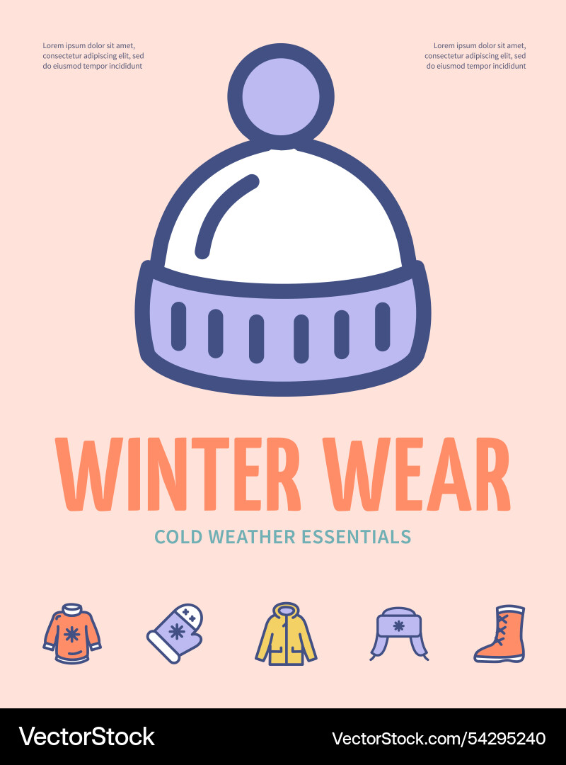 Winter wear cold weather essentials concept Vector Image