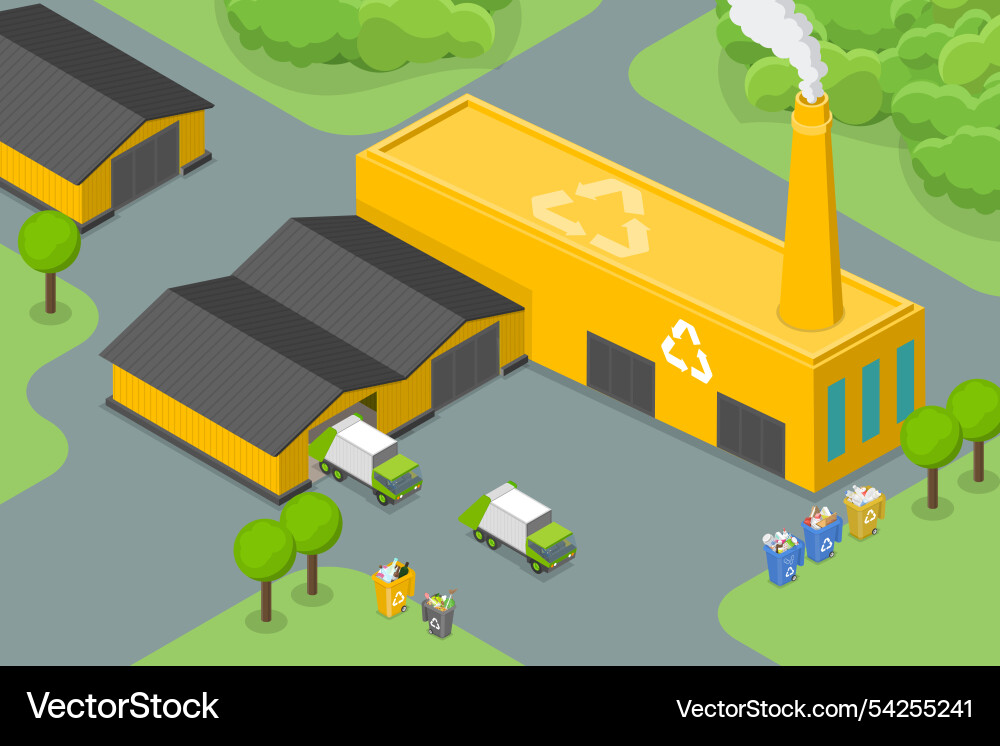 3d isometric flat of waste Royalty Free Vector Image