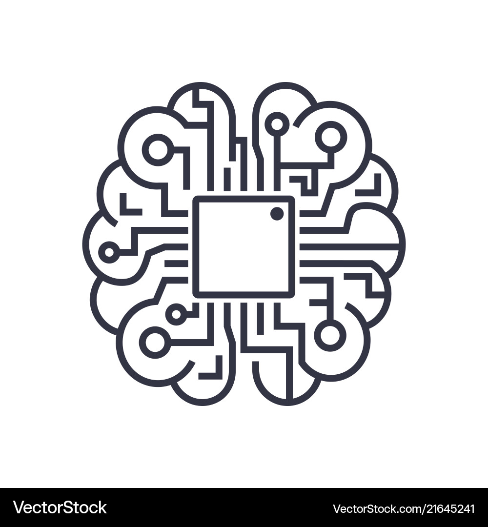 Artificial intelligence brain icon - ai Royalty Free Vector