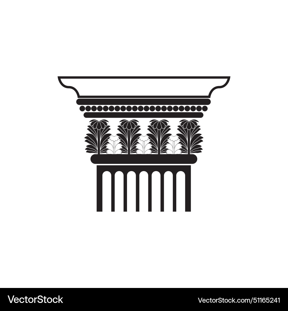 Classic column capital black line icon ornate Vector Image