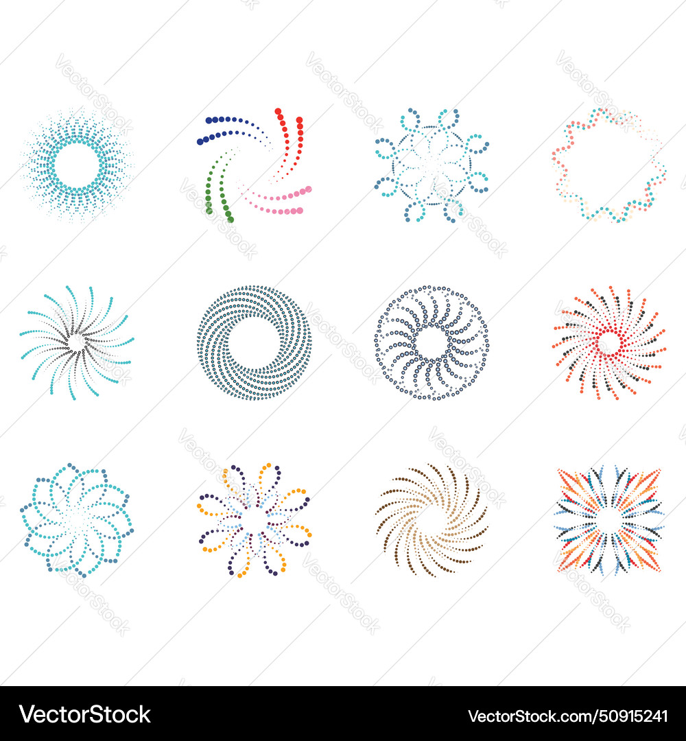 Collection of halftone logos Royalty Free Vector Image