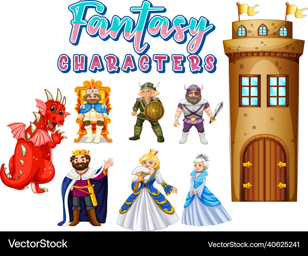 Fantasy cartoon characters set Royalty Free Vector Image