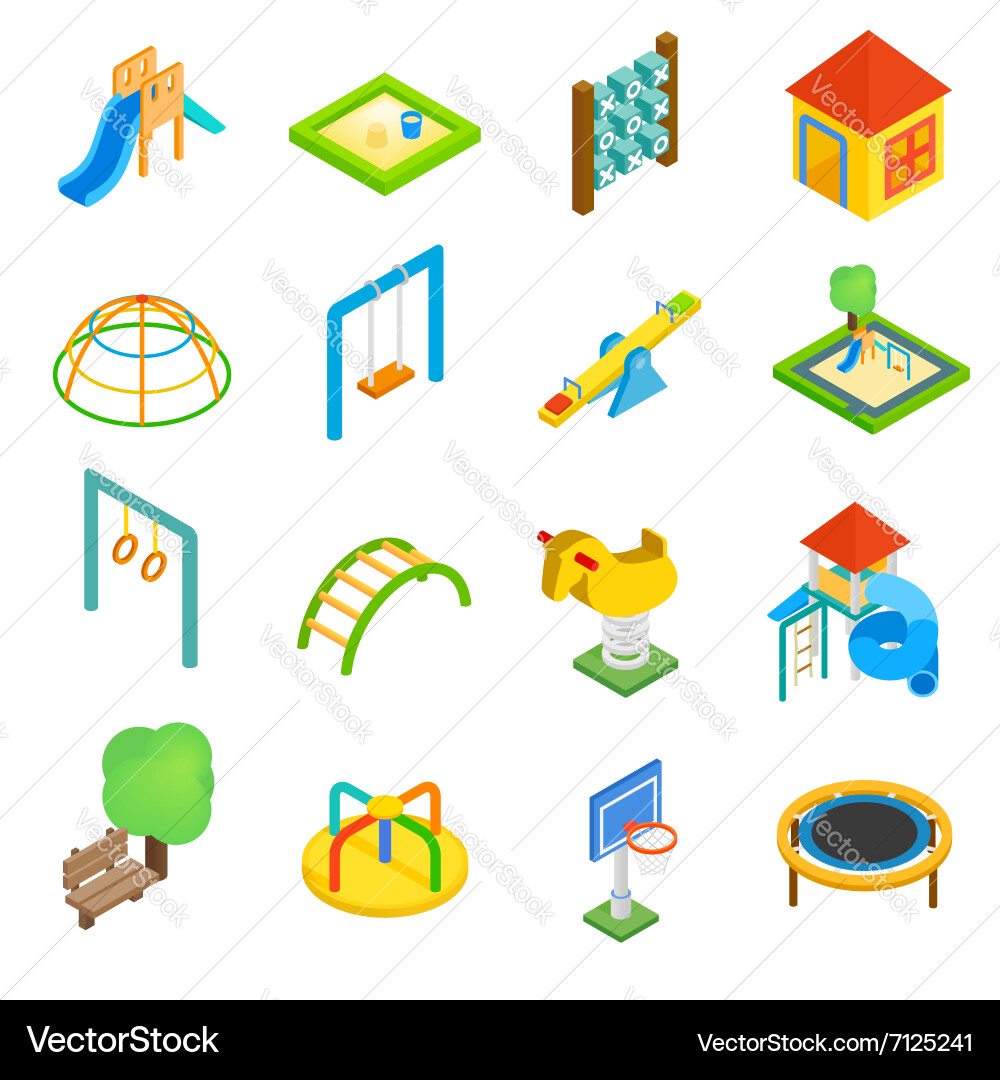 Isometric Playground Icons Set Royalty Free Vector Image