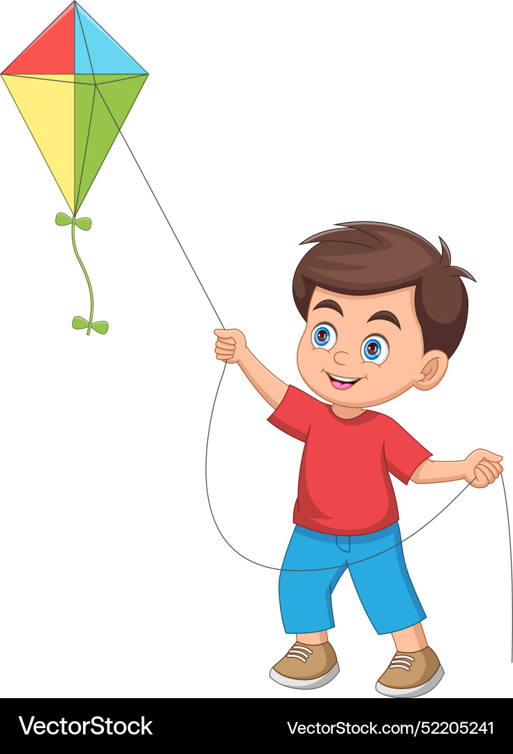Little boy playing kite Royalty Free Vector Image
