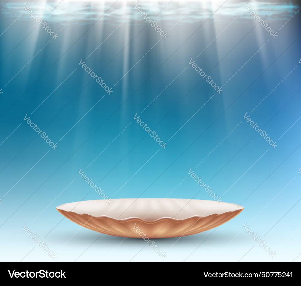 Open seashell is underwater Royalty Free Vector Image