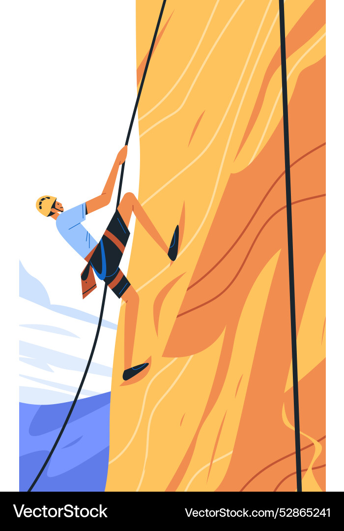 Rock climber scaling cliff outdoor adventure Vector Image