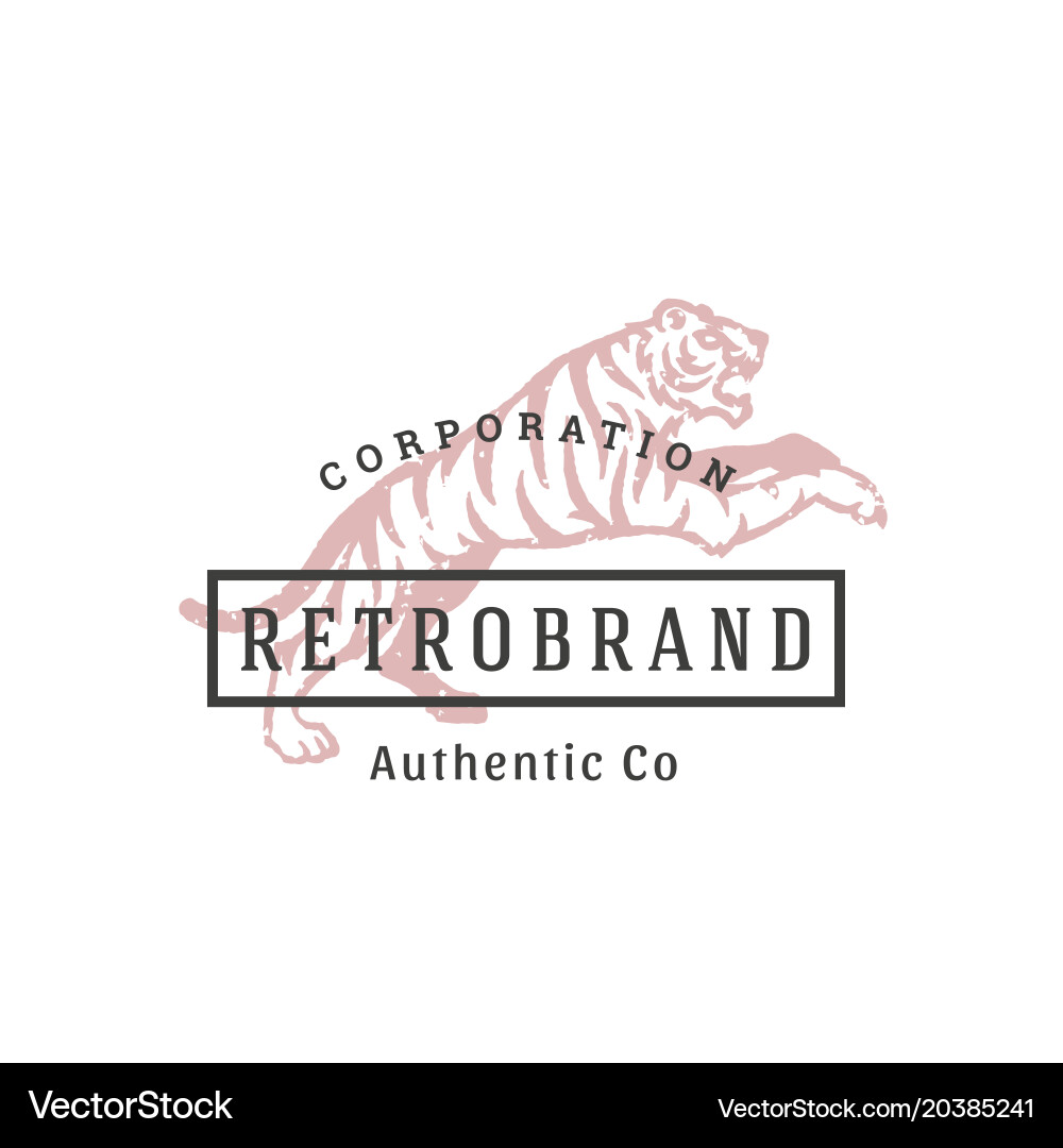 Tiger hand drawn logo isolated on white background