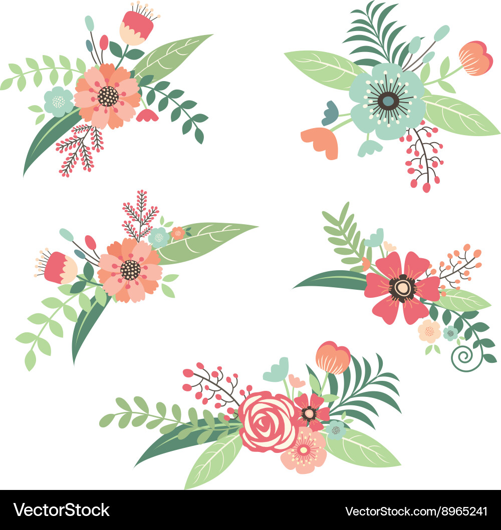 Wedding flower bouquet set Royalty Free Vector Image