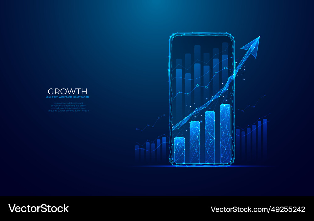 Abstract mobile phone and growth chart Royalty Free Vector