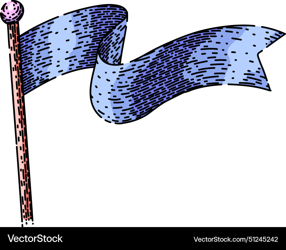 Banner flag waving sketch hand drawn Royalty Free Vector