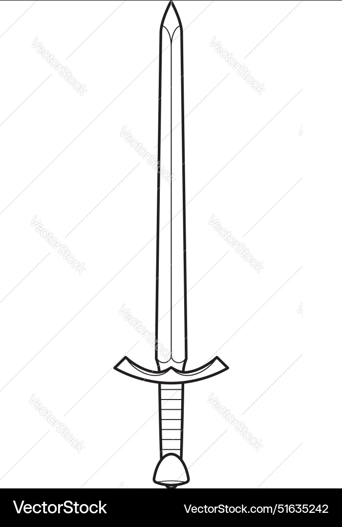 Classic medieval sword line drawing Royalty Free Vector Classic medieval sword line drawing Royalty Free Vector