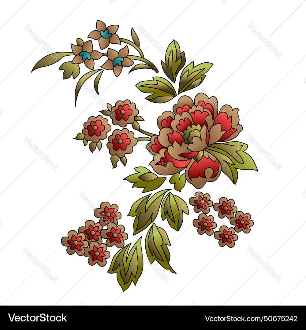 Color full paisley flower leaf bunch pattern Vector Image