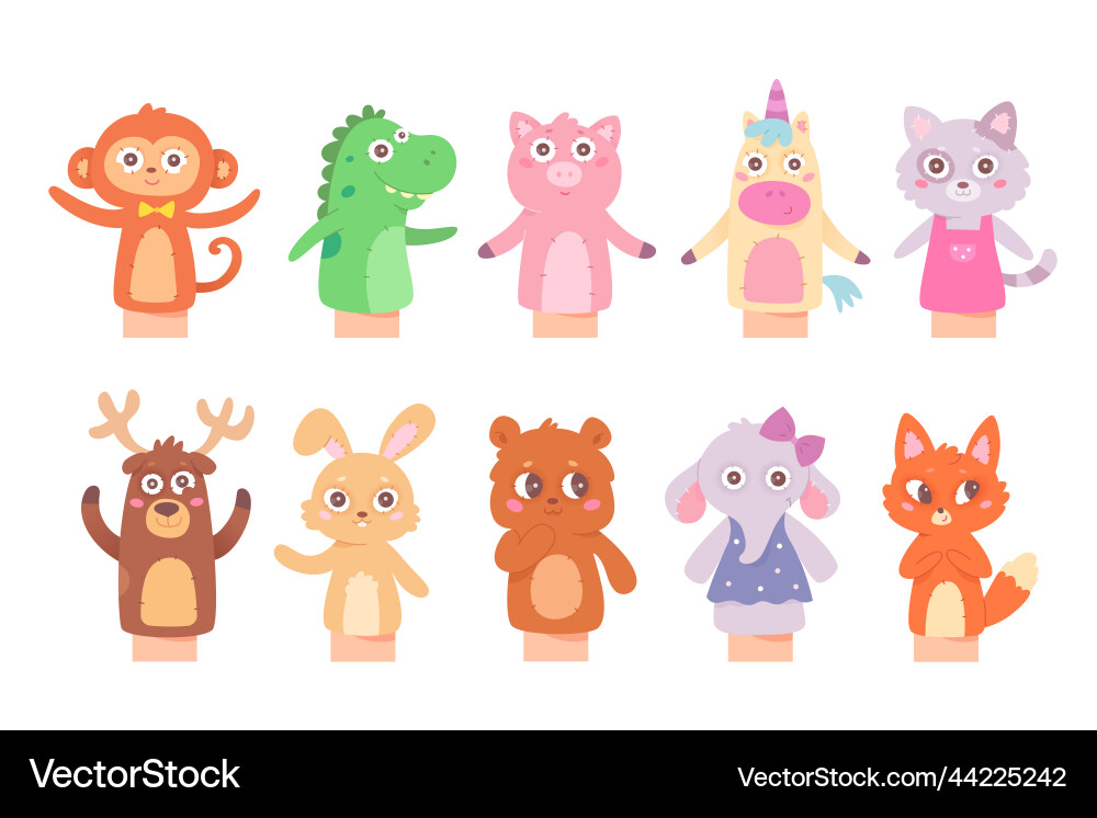 Cute Sock Puppet Animal Characters Royalty Free Vector Image
