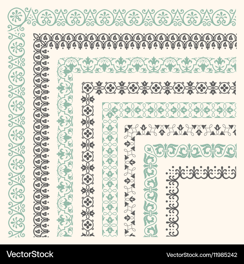 Decorative seamless ornamental border with corner Vector Image