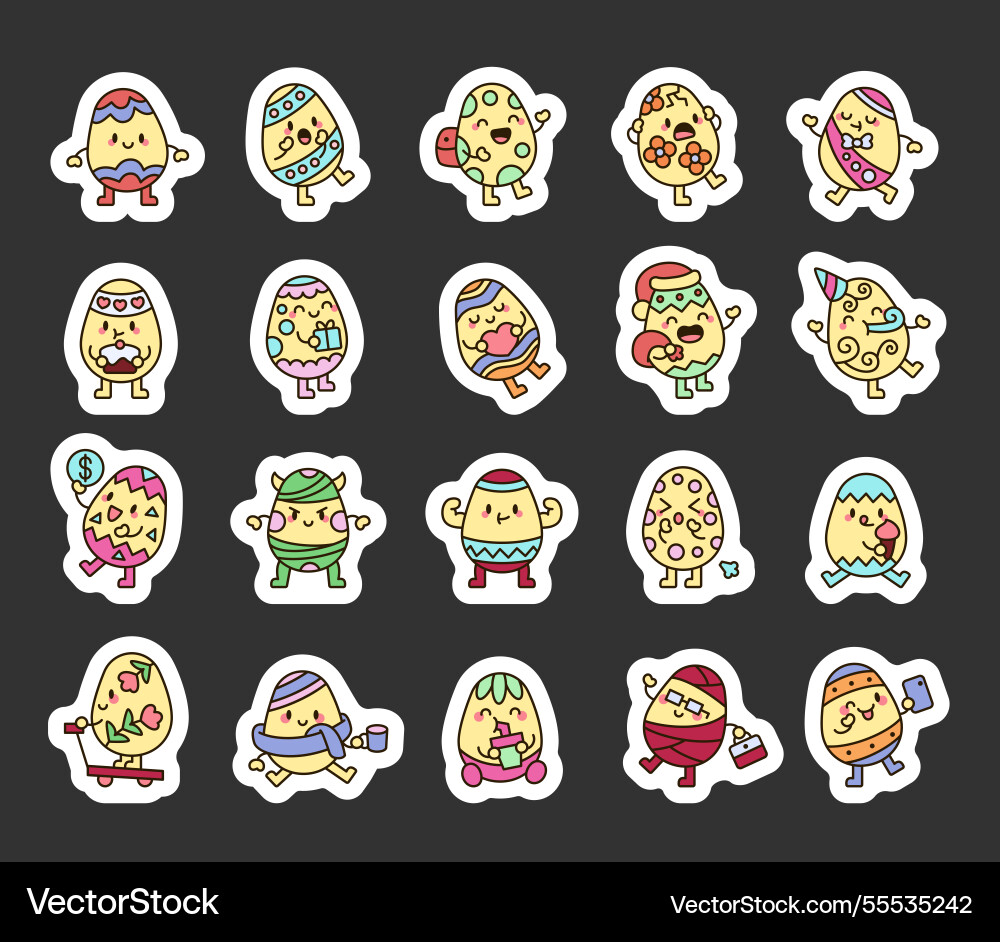 Easter egg character set featuring emotions Vector Image