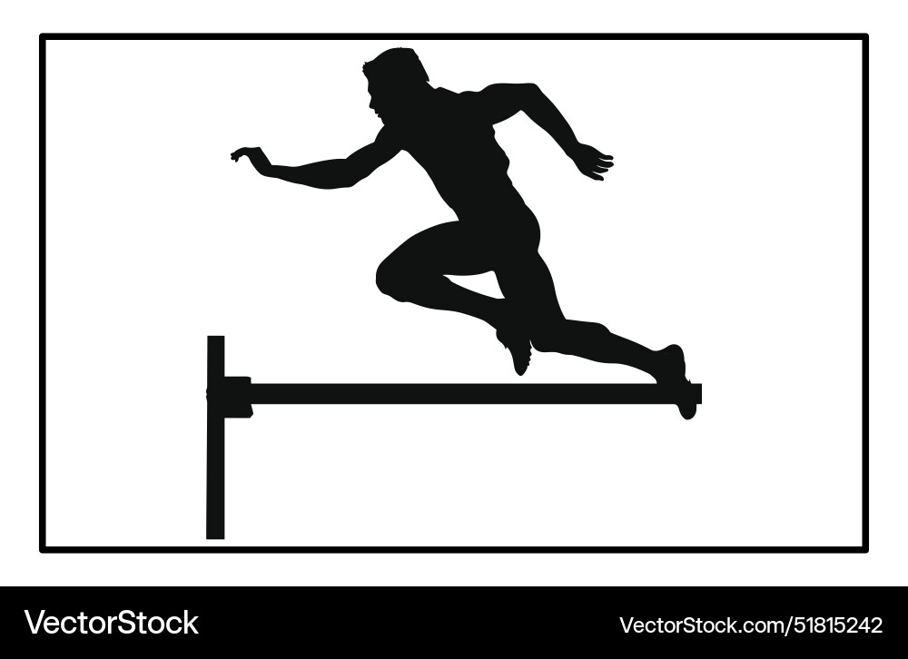 Hurdler silhouette on white background Royalty Free Vector