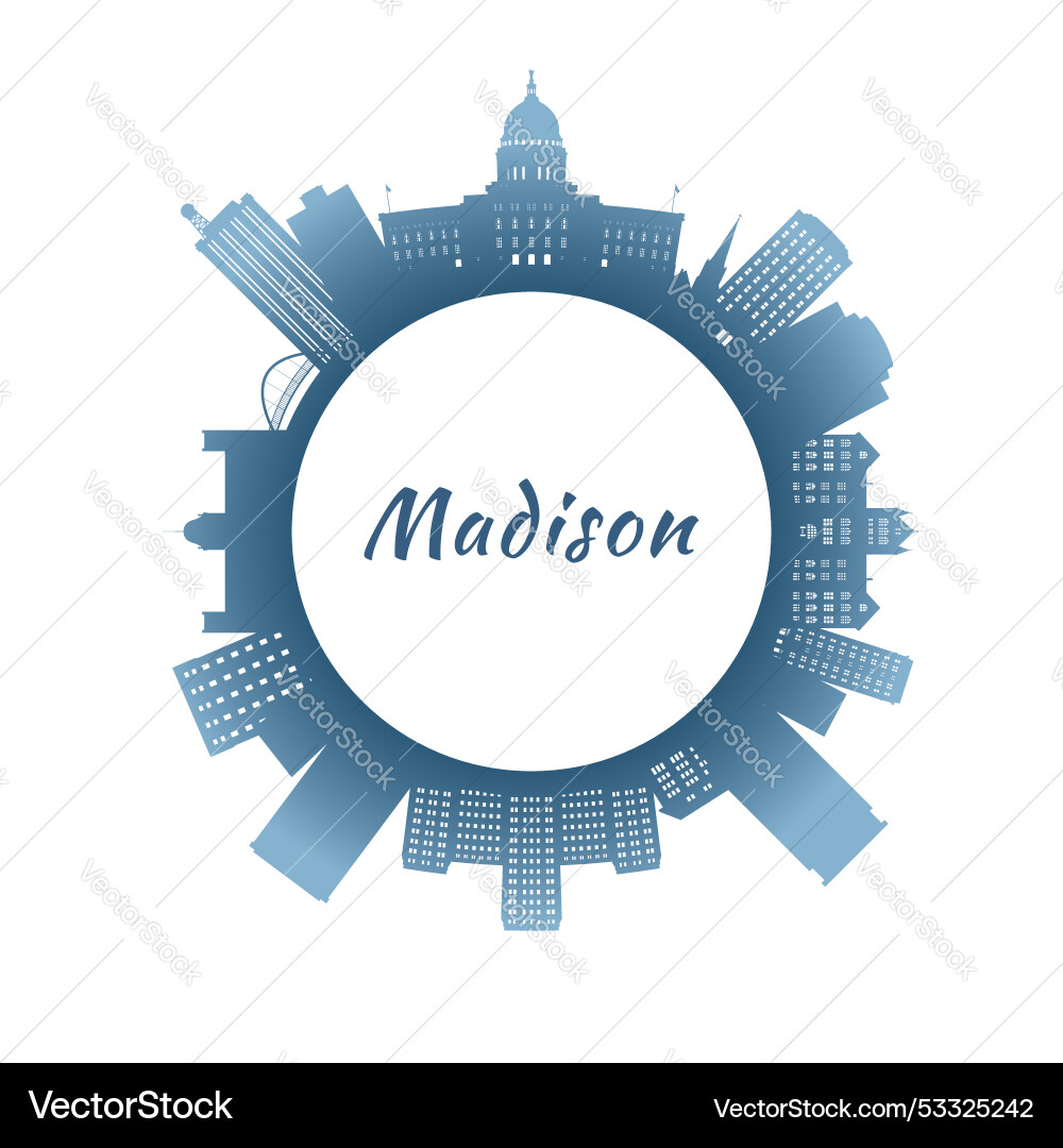 Madison skyline with colorful buildings circular Vector Image