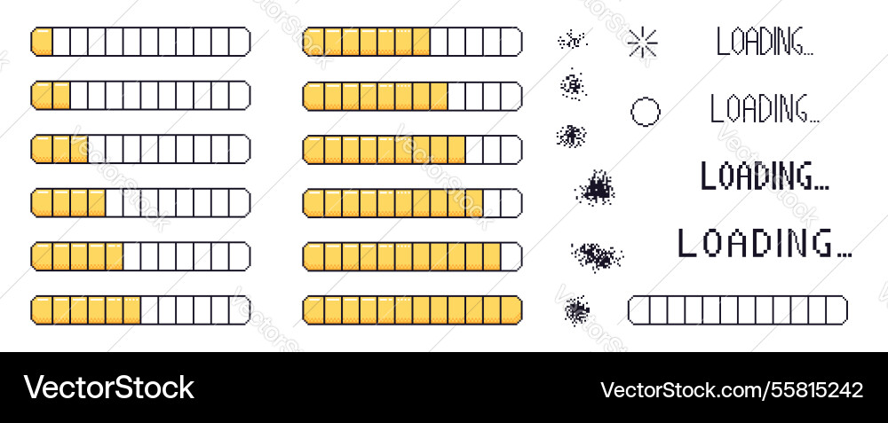 Pixel Art laden bar interface 8 bit Spiel Vektorbild