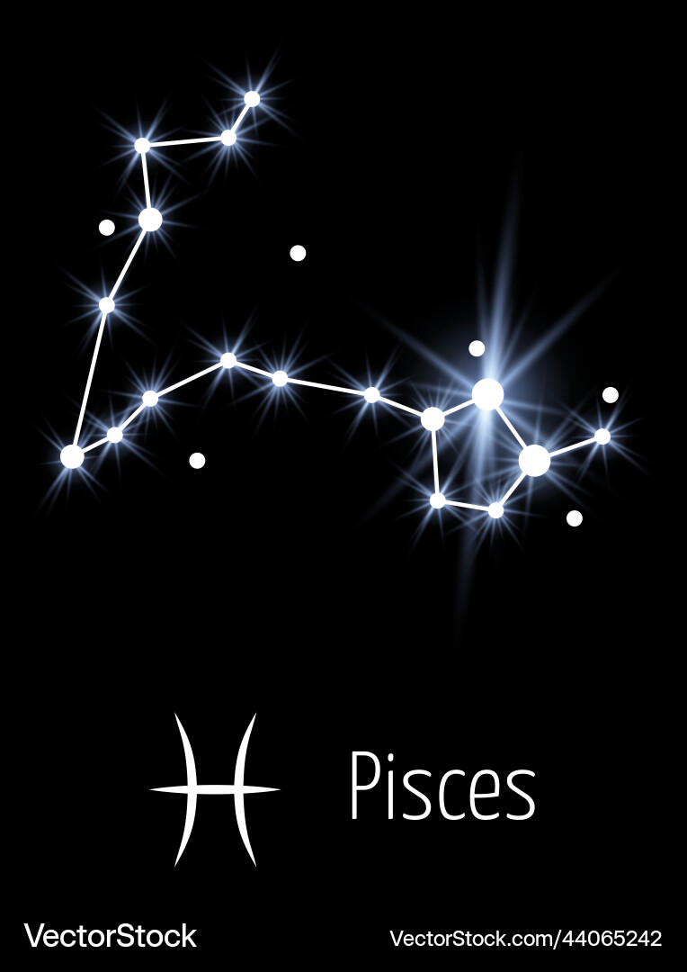Star constellation in dark space pisces zodiac Vector Image