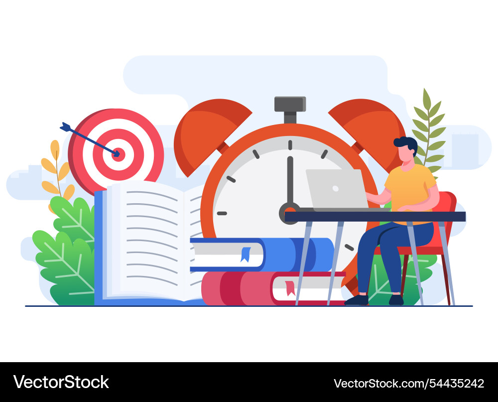 Students prepare for exams flat concept student Vector Image