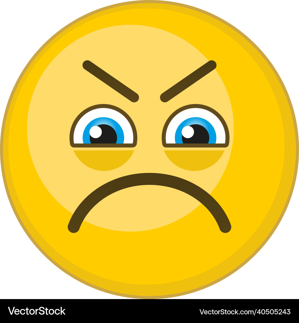 Angry face grumpy yellow emoji irritation symbol Vector Image