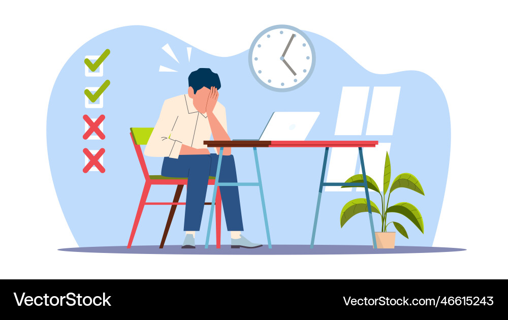 Deadline man doesnt have time to complete Vector Image