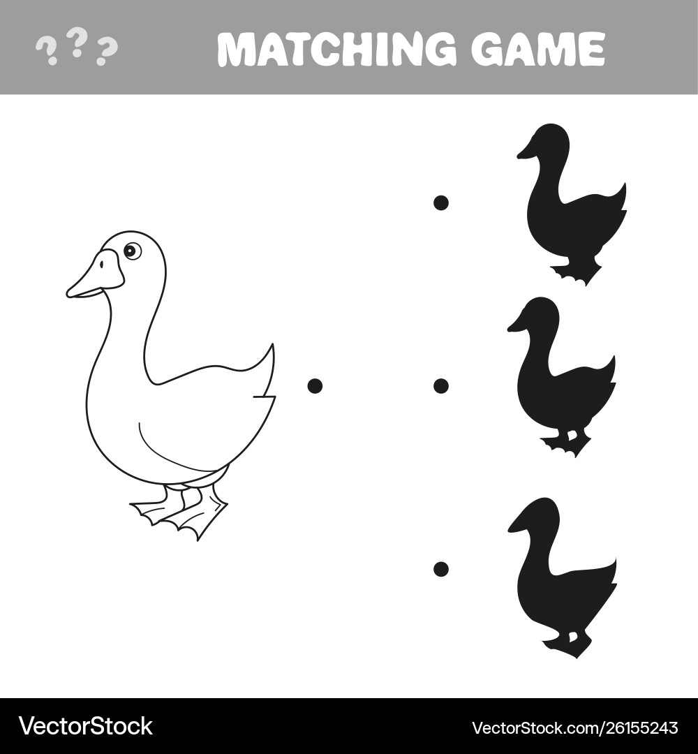 Goose birds shadow matching game Royalty Free Vector Image