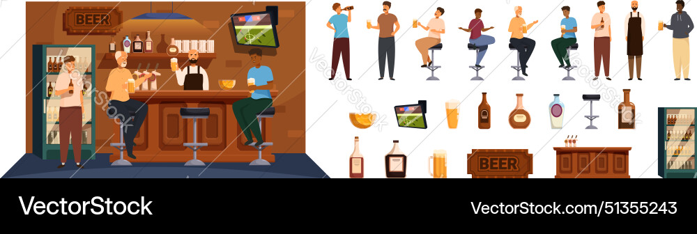 Man beer bar a cartoon image Royalty Free Vector Image