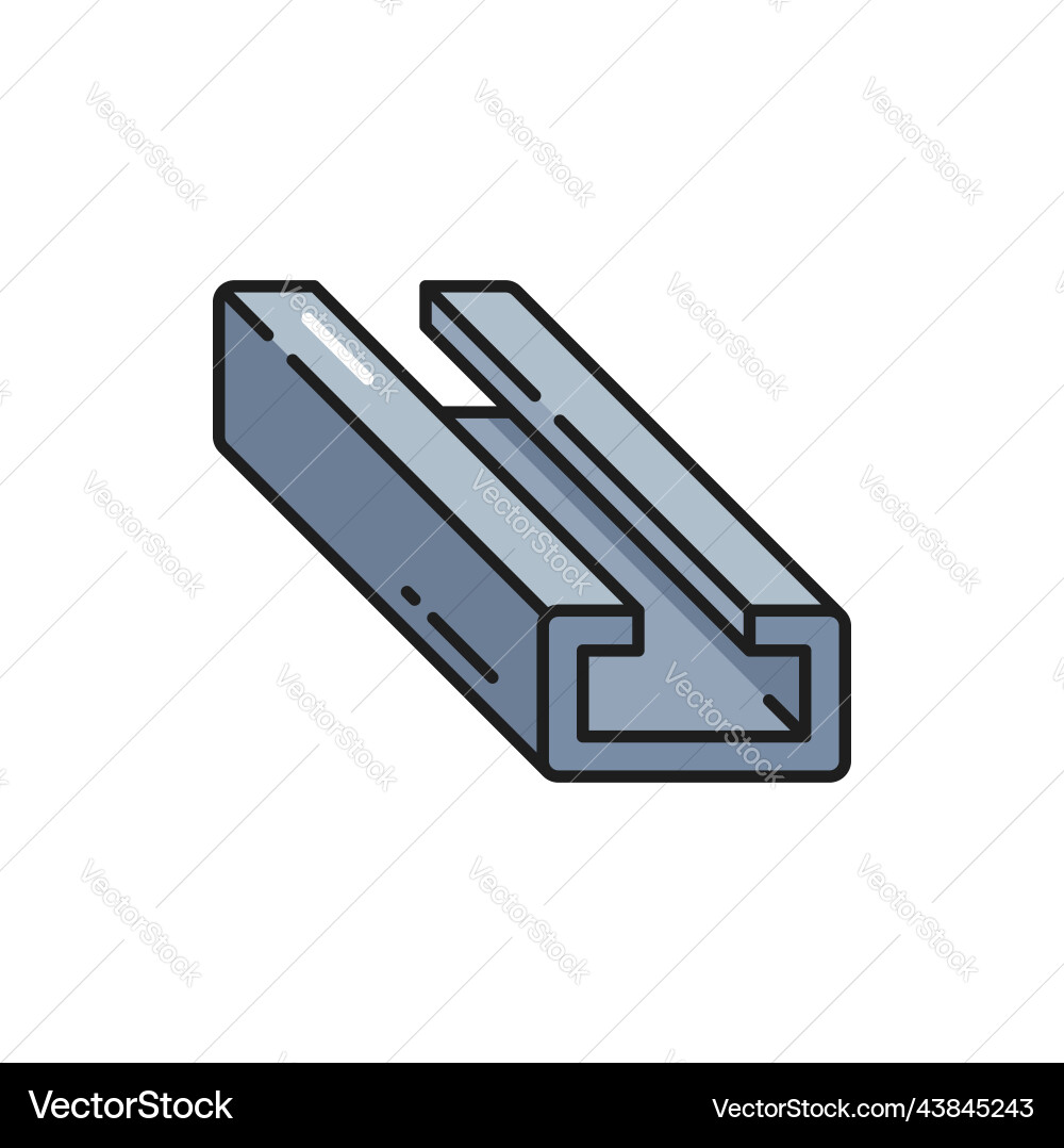 Rail profile rolled metal product outline icon Vector Image
