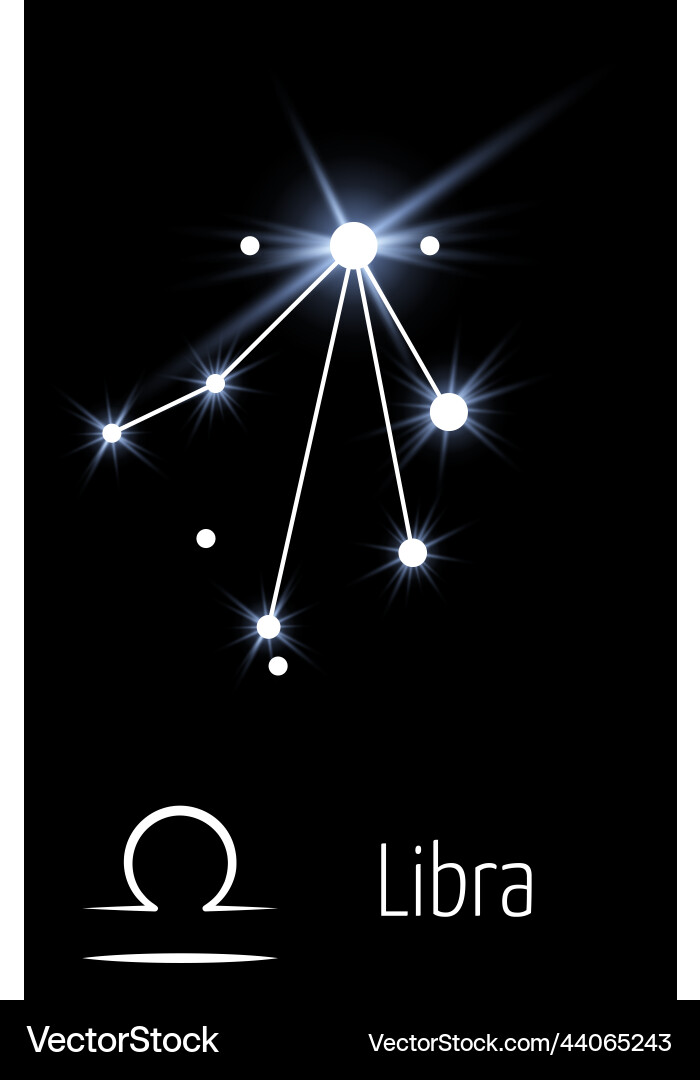 Zodiac constellation card template libra space Vector Image