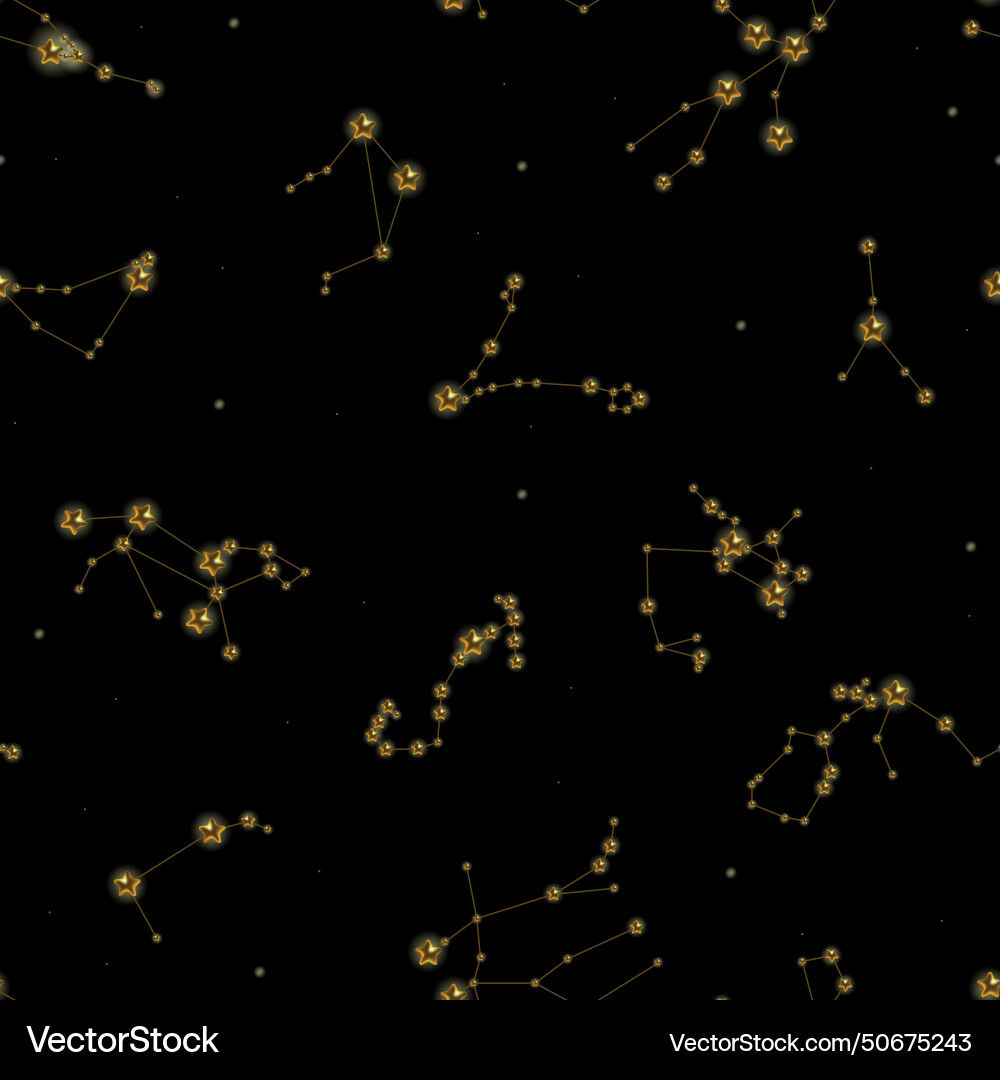 Zodiac constellations seamless pattern background Vector Image