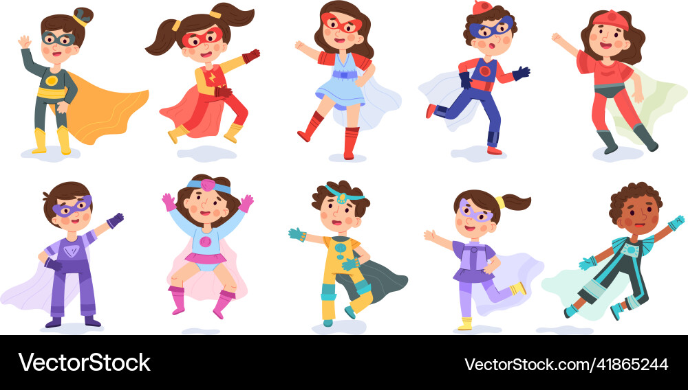 Cute Superhero Kids Cartoon Royalty Free Vector Image
