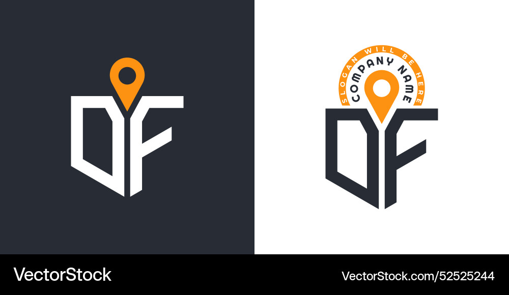 Df location logo bundle letter dual icons Vector Image