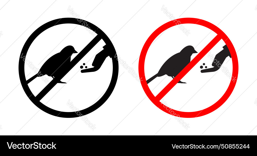 Do not feed birds sign icon set forbidden Vector Image