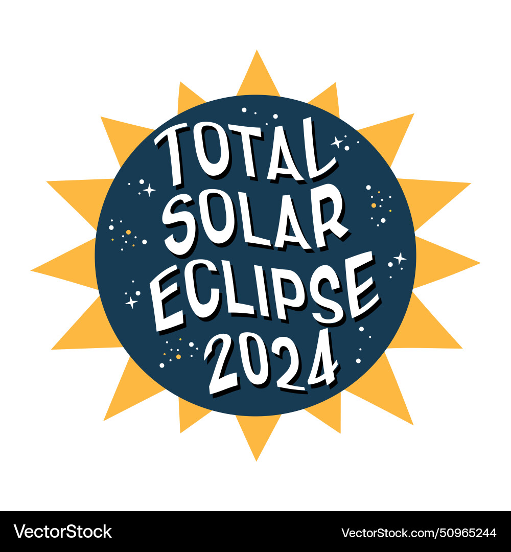 Hand drawn banner total solar eclipse 2024 Vector Image
