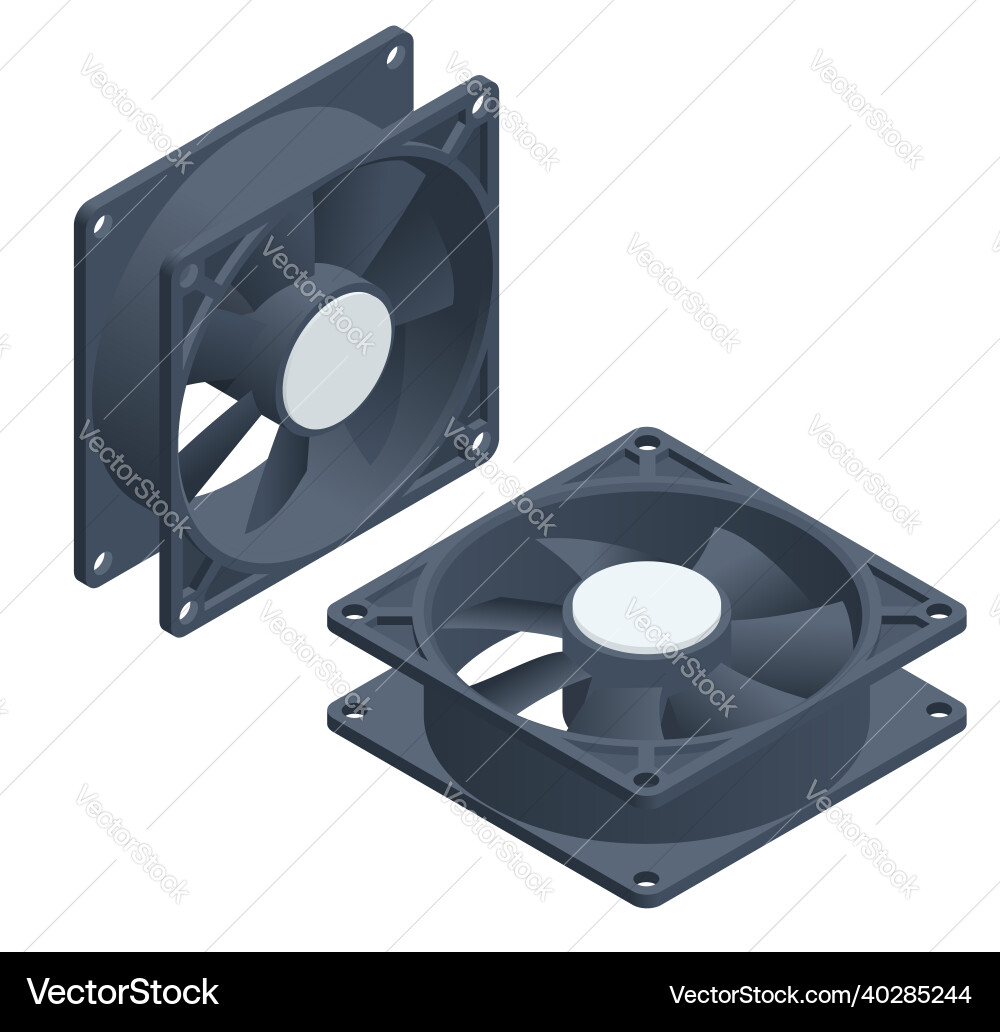 Isometric computer pc chassis cpu cooler fans Vector Image