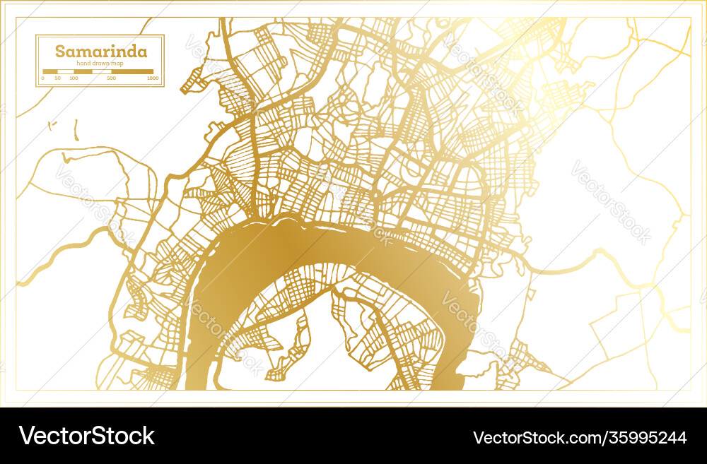 Samarinda indonesia city map in retro style Vector Image