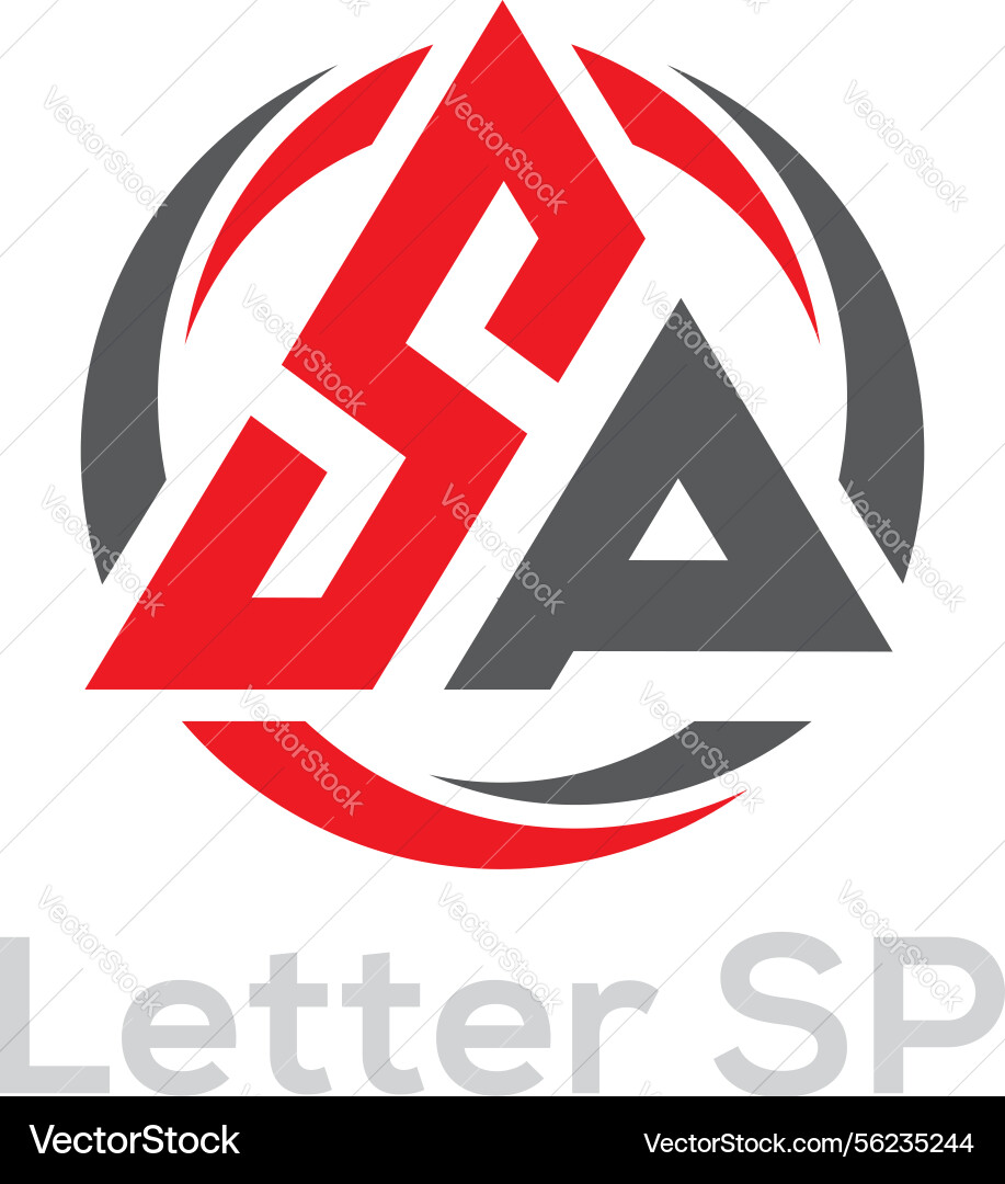 Sp and sa letter logo design Royalty Free Vector Image